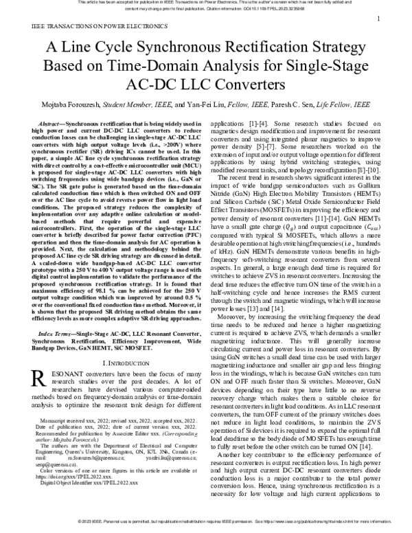 Pdf A Line Cycle Synchronous Rectification Strategy Based On Time Domain Analysis For Single