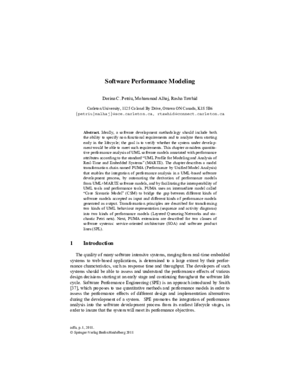 (PDF) Software Performance Modeling