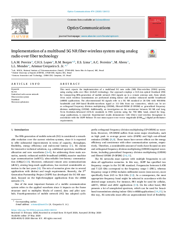 (PDF) Implementation of a multiband 5G NR fiber-wireless system using ...