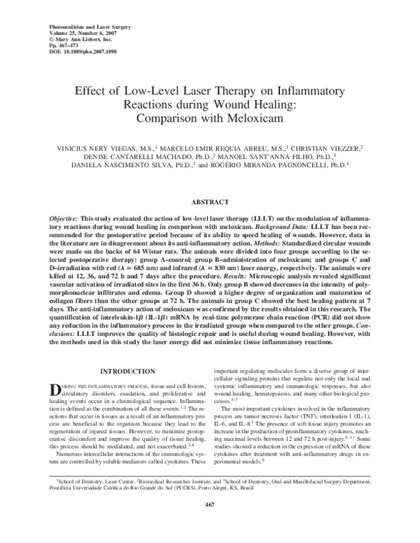 (PDF) Effect of Low-Level Laser Therapy on Inflammatory Reactions during Wound Healing ...
