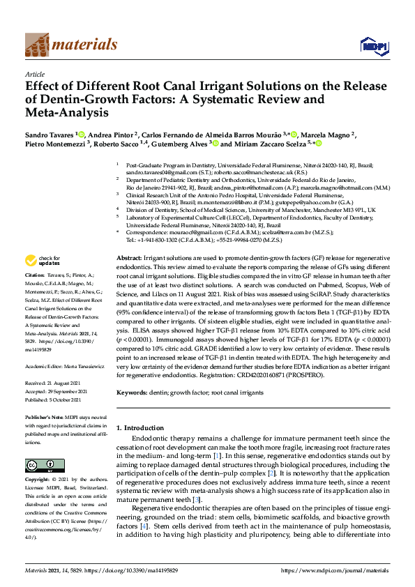 (PDF) Root Canal Irrigants and Dentin GF Release