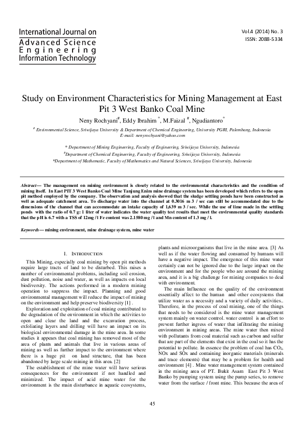 (PDF) Study on Environment Characteristics for Mining Management at ...
