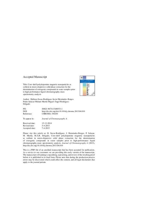 (PDF) Core–shell polydopamine magnetic nanoparticles as sorbent in ...