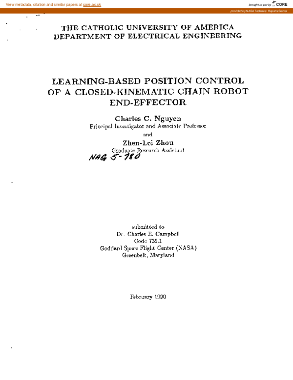 Pdf Learning Based Position Control Of A Closed Kinematic Chain Robot End Effector