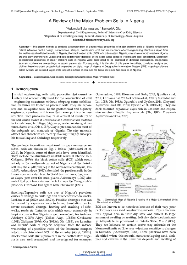 (PDF) A Review of the Major Problem Soils in Nigeria