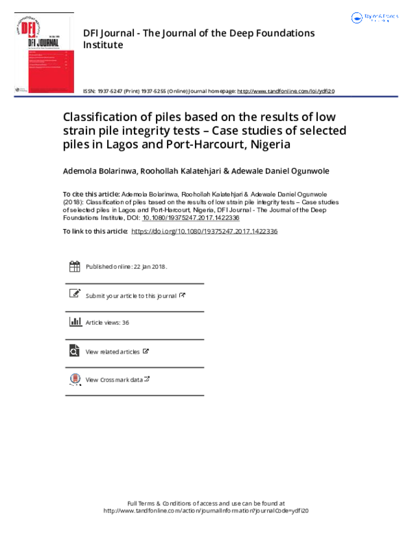 (PDF) Classification of piles based on the results of low strain pile ...
