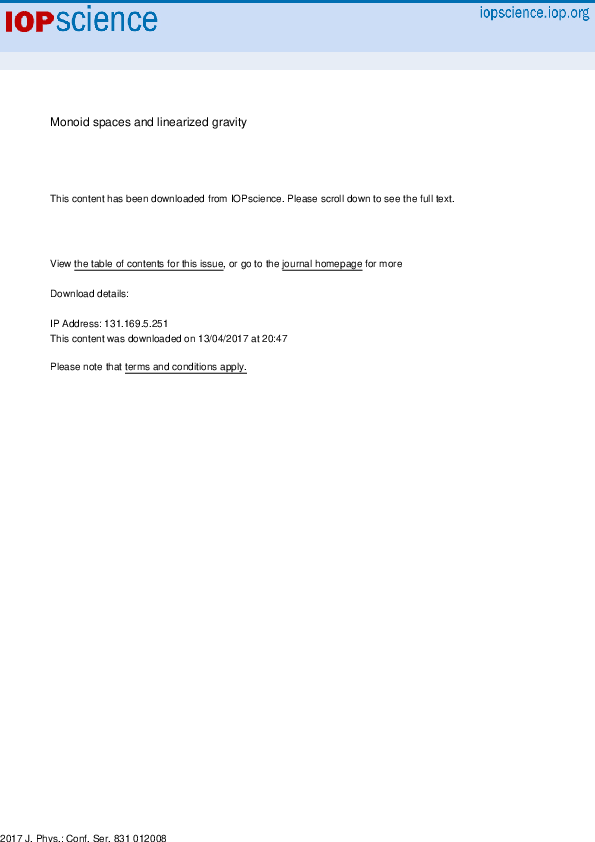 (PDF) Monoid spaces and linearized gravity