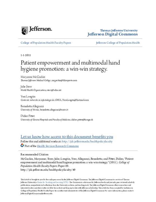 (PDF) Patient Empowerment and Multimodal Hand Hygiene Promotion: A Win ...