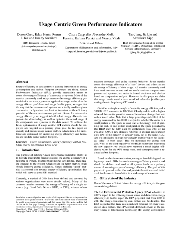 (PDF) Usage centric green performance indicators