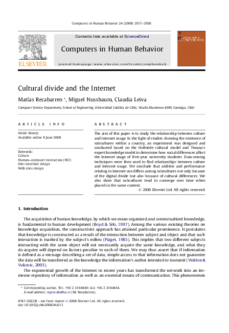 (PDF) Cultural divide and the Internet
