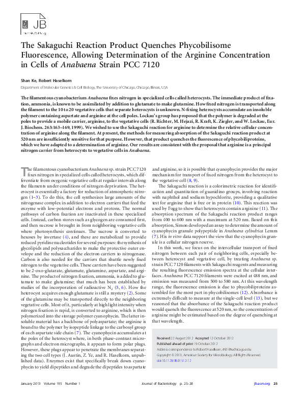(PDF) The Sakaguchi Reaction Product Quenches Phycobilisome ...