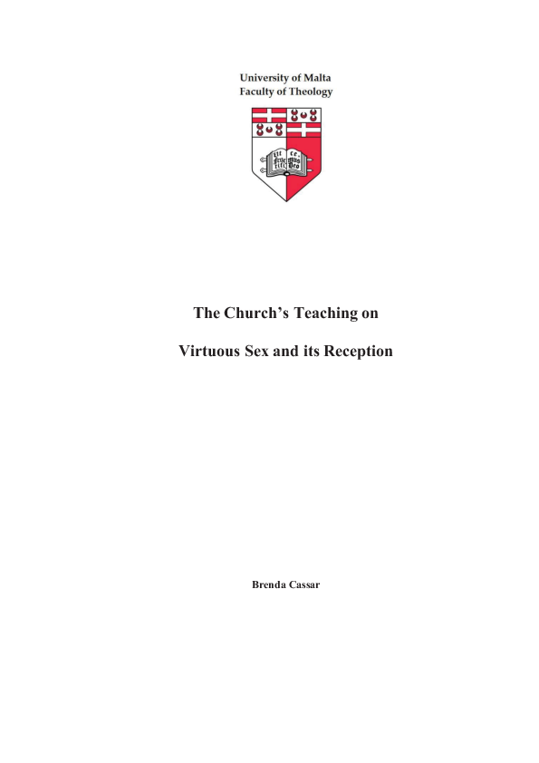 (PDF) The Church's Teaching on Virtuous Sex and its Reception