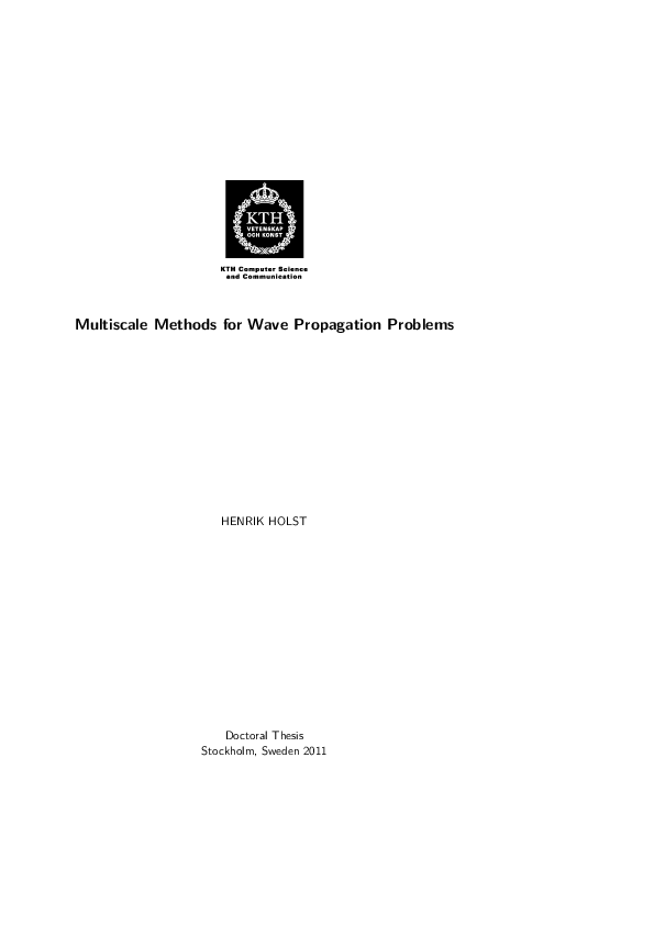 (PDF) Multiscale Methods for Wave Propagation Problems