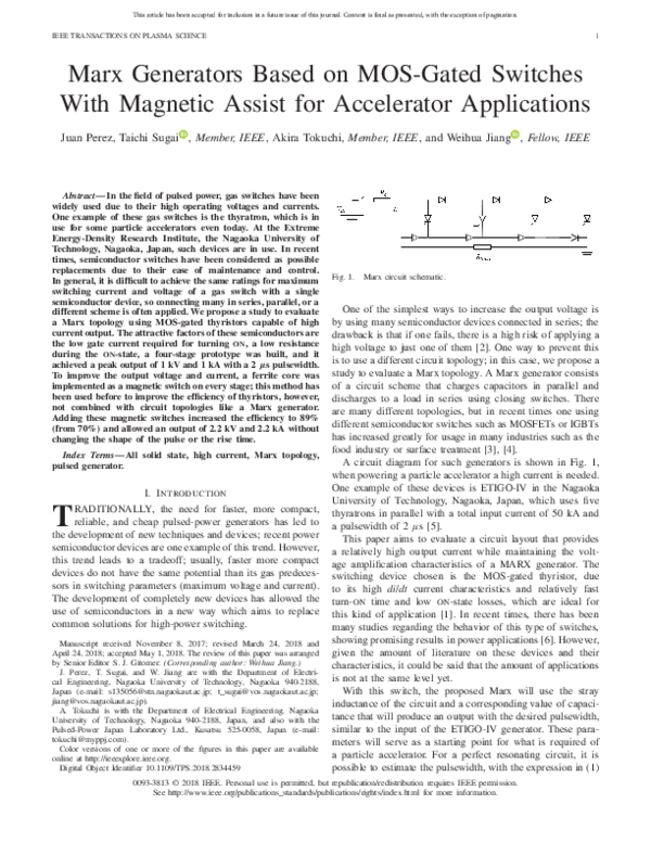 (PDF) Marx Generators Based on MOS-Gated Switches With Magnetic Assist ...