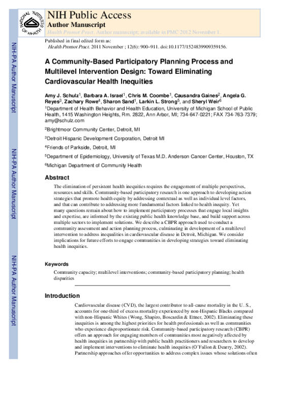 (PDF) A Community-Based Participatory Planning Process and Multilevel ...