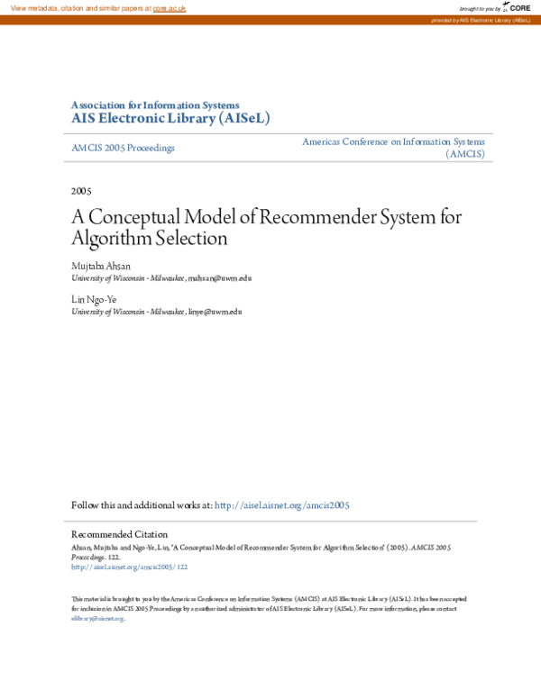 (PDF) A Conceptual Model of Recommender System for Algorithm Selection | Mujtaba Ahsan ...