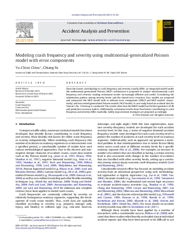 Pdf Modeling Crash Frequency And Severity Using Multinomial