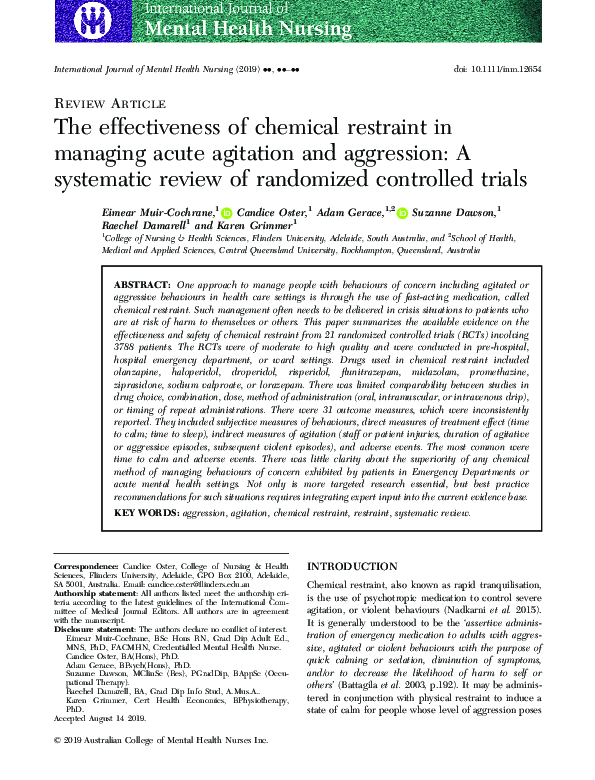 (PDF) The effectiveness of chemical restraint in managing acute ...