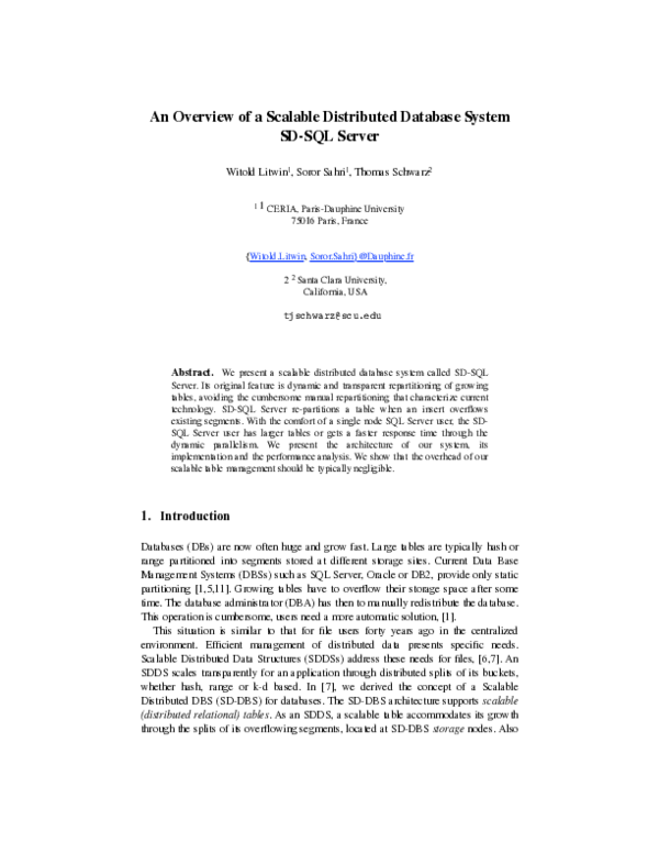 Pdf An Overview Of A Scalable Distributed Database System Sd Sql Server 0025