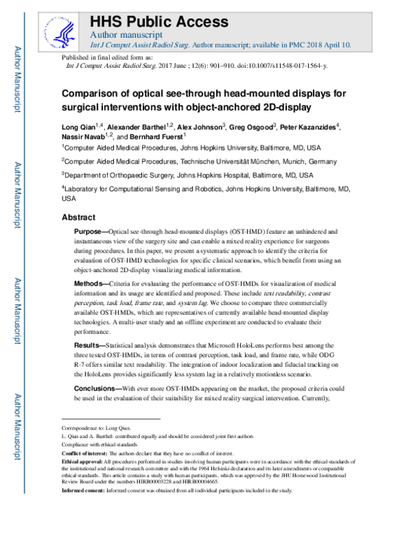 (PDF) Comparison of optical see-through head-mounted displays for ...