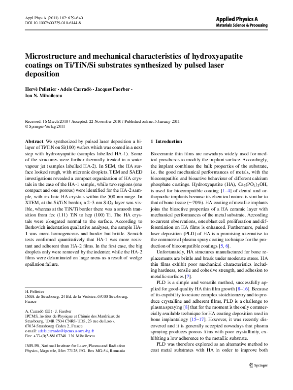 (PDF) Microstructure and mechanical characteristics of hydroxyapatite ...