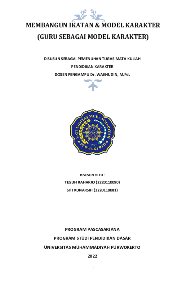 (DOC) KELOMPOK 3 MEMBANGUN IKATAN DAN MODEL KARAKTER