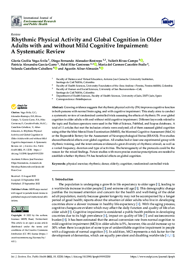 (PDF) Rhythmic Physical Activity and Global Cognition in Older Adults with and without Mild ...