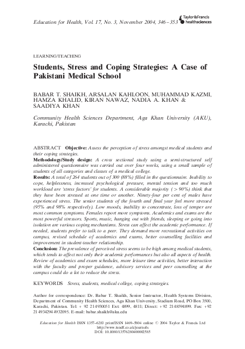 (PDF) Students, Stress and Coping Strategies: A Case of Pakistani ...