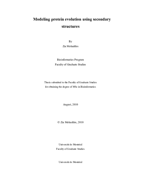 (PDF) Modeling protein evolution using secondary structures