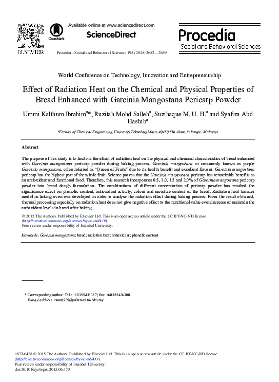 (PDF) Effect of Radiation Heat on the Chemical and Physical Properties of Bread Enhanced with ...