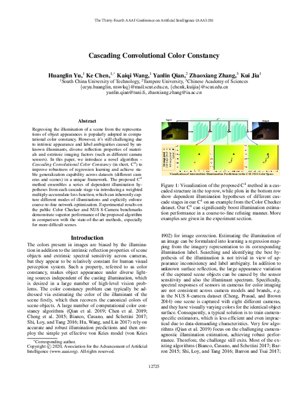 (PDF) Cascading Convolutional Color Constancy