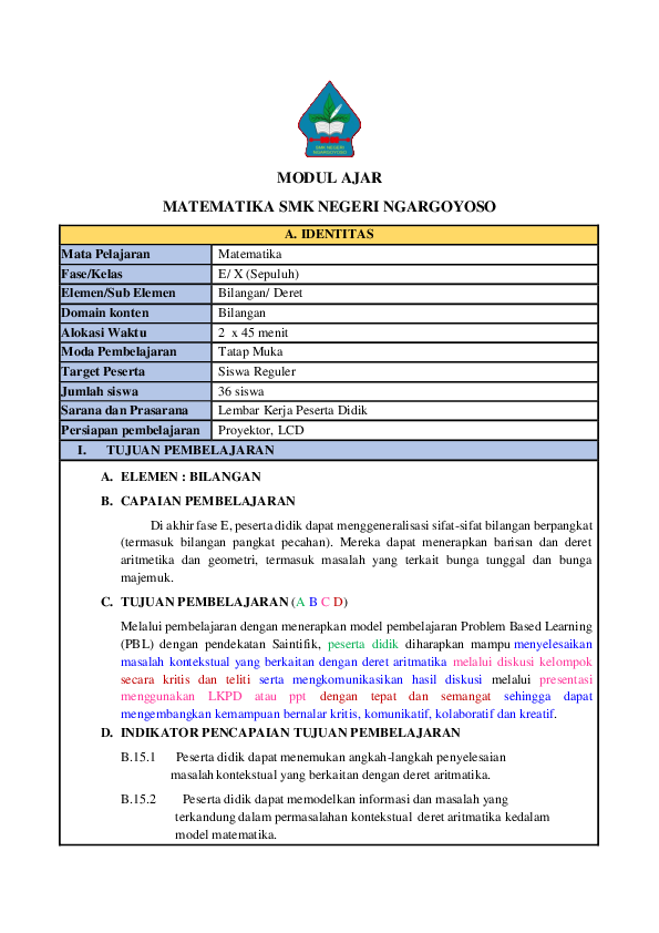 (PDF) MODUL AJAR MATEMATIKA SMK NEGERI NGARGOYOSO