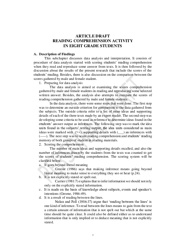 (PDF) Reading Comprehension Article Draft