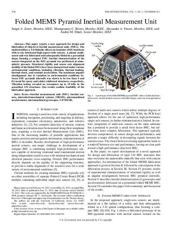 (PDF) Folded MEMS Pyramid Inertial Measurement Unit