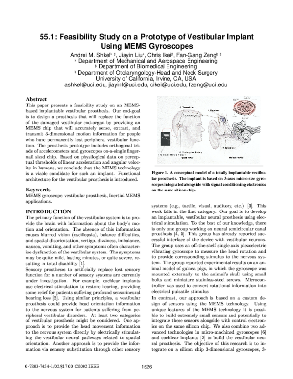 (PDF) Feasibility study on a prototype of vestibular implant using MEMS ...
