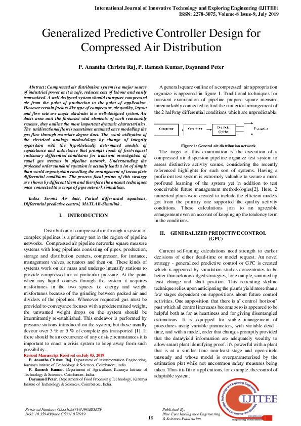 (PDF) Generalized Predictive Controller Design for Compressed Air Distribution