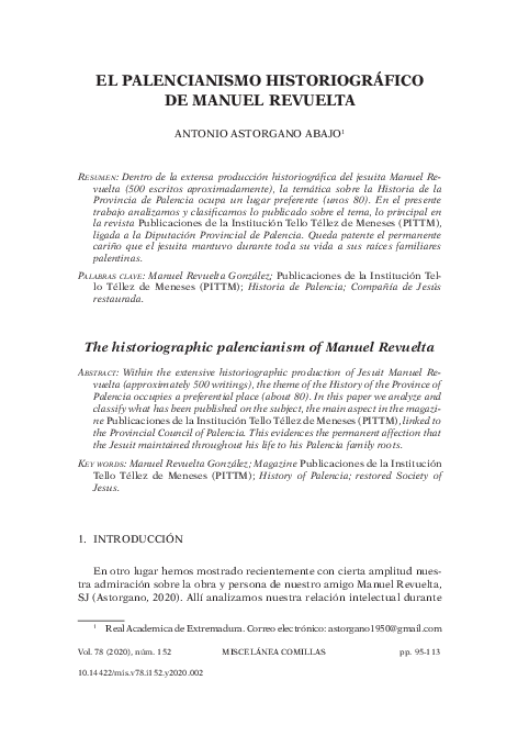(PDF) El palencianismo historiográfico de Manuel Revuelta