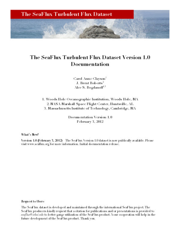 (PDF) The SeaFlux Turbulent Flux Dataset Version 1.0 Documentation