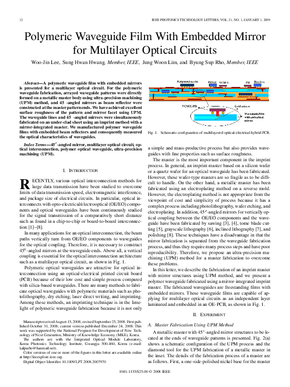 (PDF) Polymeric Waveguide Film With Embedded Mirror for Multilayer Optical Circuits