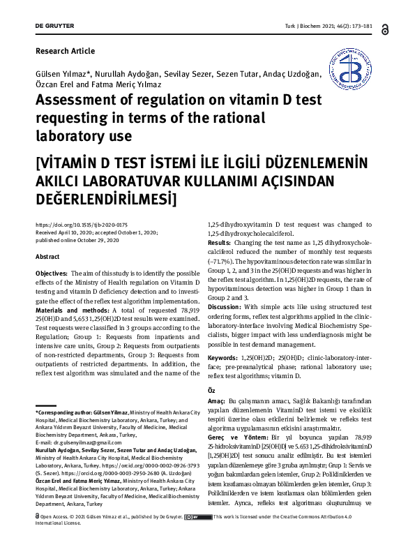 (PDF) Assessment of regulation on vitamin D test requesting in terms of ...