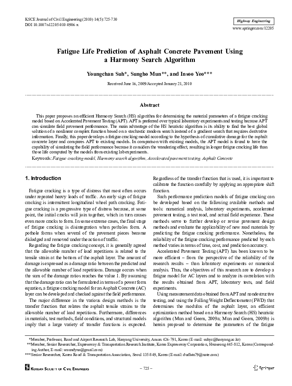 Pdf Fatigue Life Prediction Of Asphalt Concrete Pavement Using A