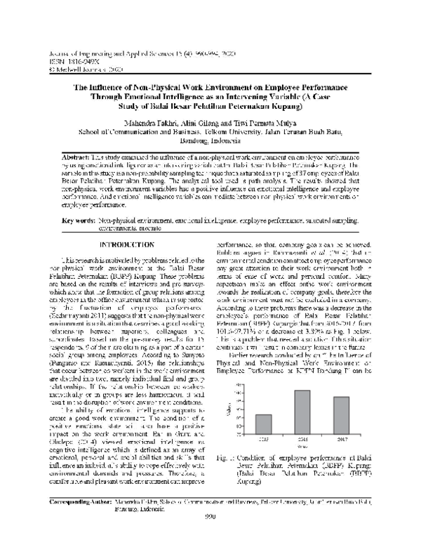 (PDF) The Influence of Non-Physical Work Environment on Employee ...