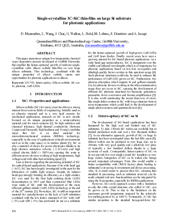 (PDF) Single-crystalline 3C-SiC thin-film on large Si substrate for photonic applications | Alan ...