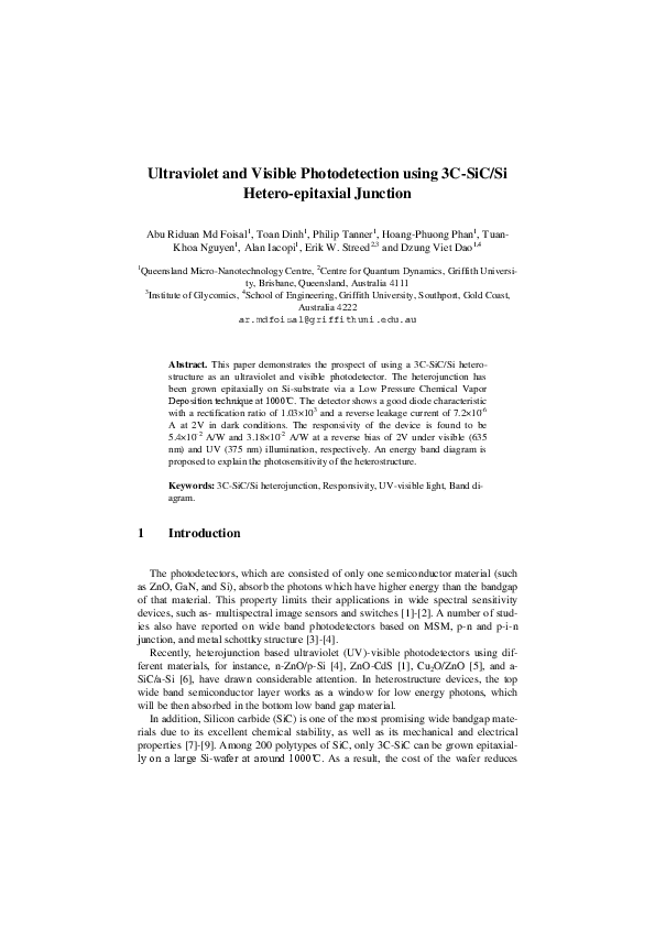 (PDF) Ultraviolet and Visible Photodetection Using 3C-SiC/Si Hetero-Epitaxial Junction