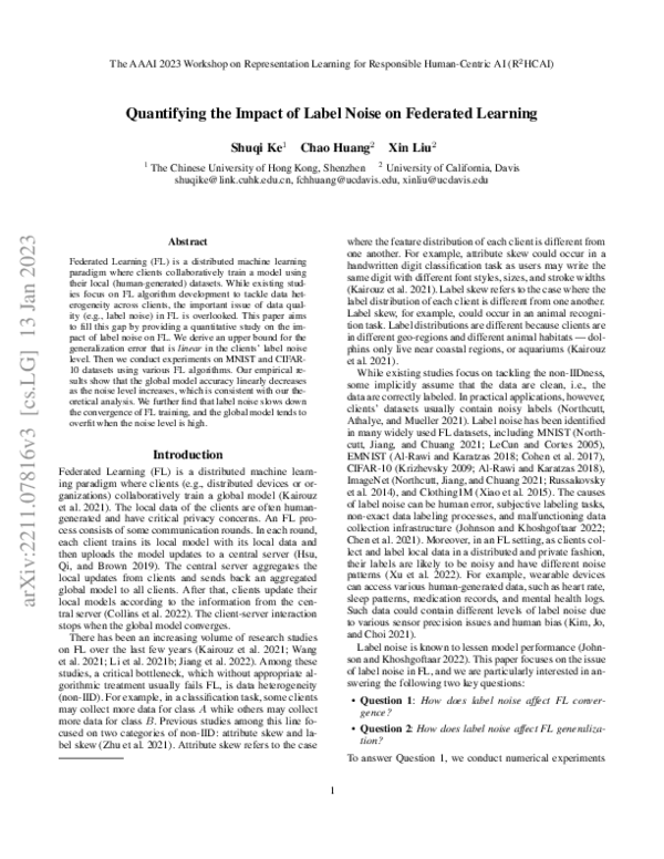 (PDF) Quantifying the Impact of Label Noise on Federated Learning