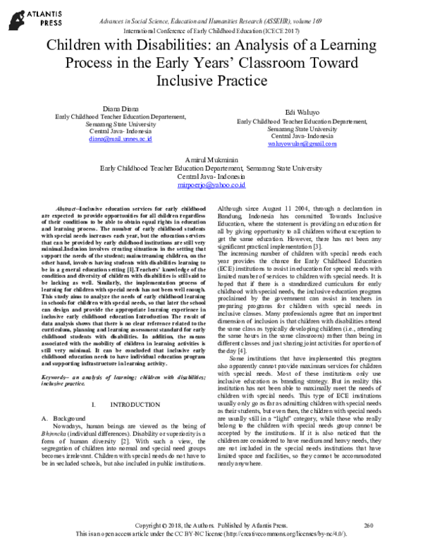 (PDF) Children with Disabilities: an Analysis of a Learning Process in ...