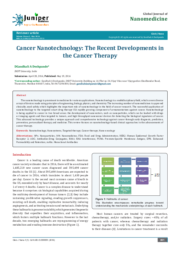 (PDF) Cancer Nanotechnology: The Recent Developments in the Cancer Therapy