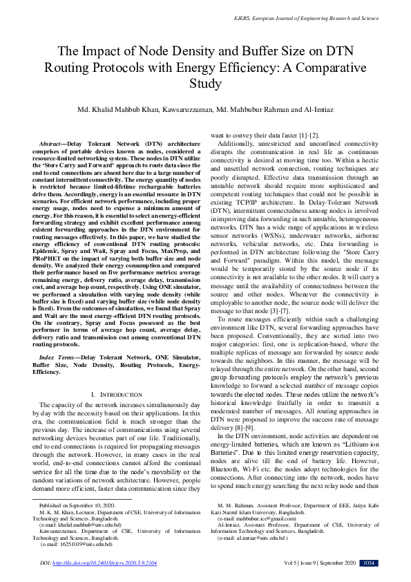 Pdf The Impact Of Node Density And Buffer Size On Dtn Routing Protocols With Energy Efficiency