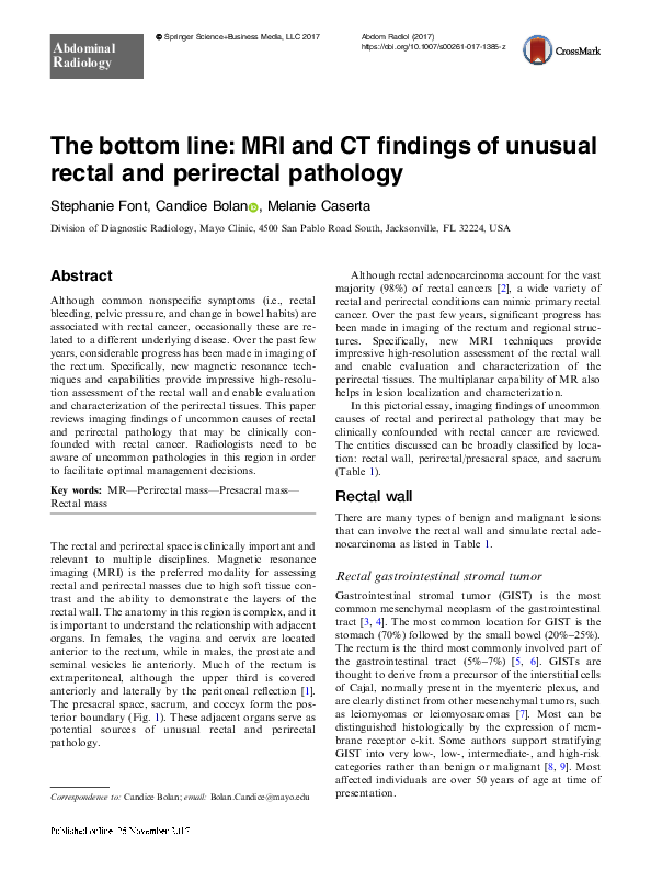 The bottom line: MRI and CT findings of unusual rectal and perirectal ...