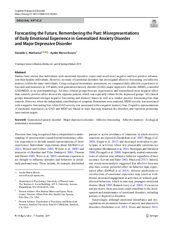(PDF) Forecasting the Future, Remembering the Past: Misrepresentations ...
